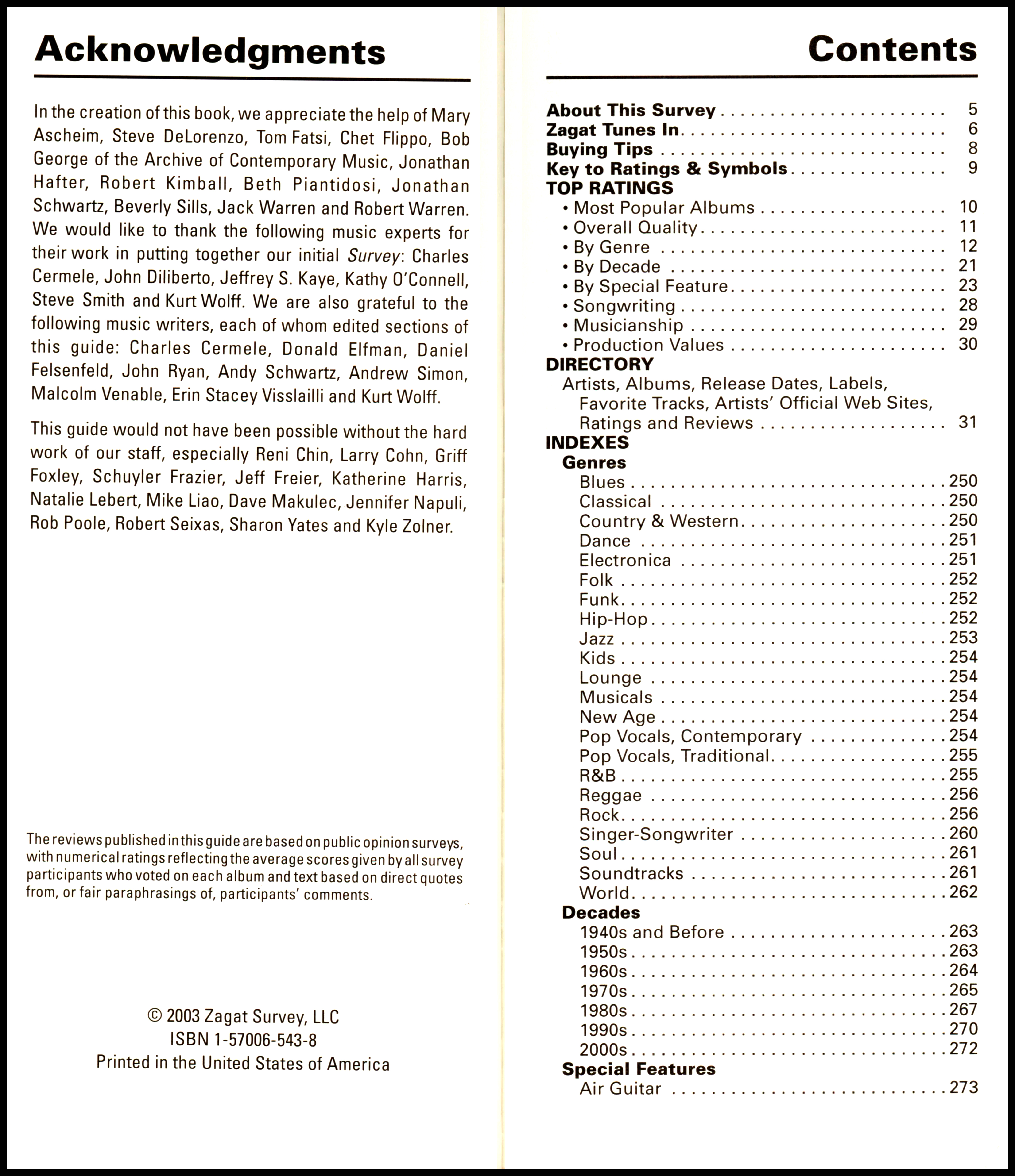 Zagat Survey: Music Guide (1000 Top Albums of all Time)